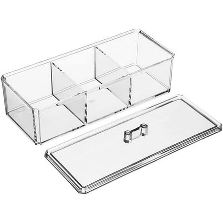 Tea Bag Storage Box, Clear Acrylic Tea Bag Container 3 Compartments ...