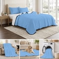 King Quilt Bedding Set Abstract Sky Blue Theme Breathable Summer ...
