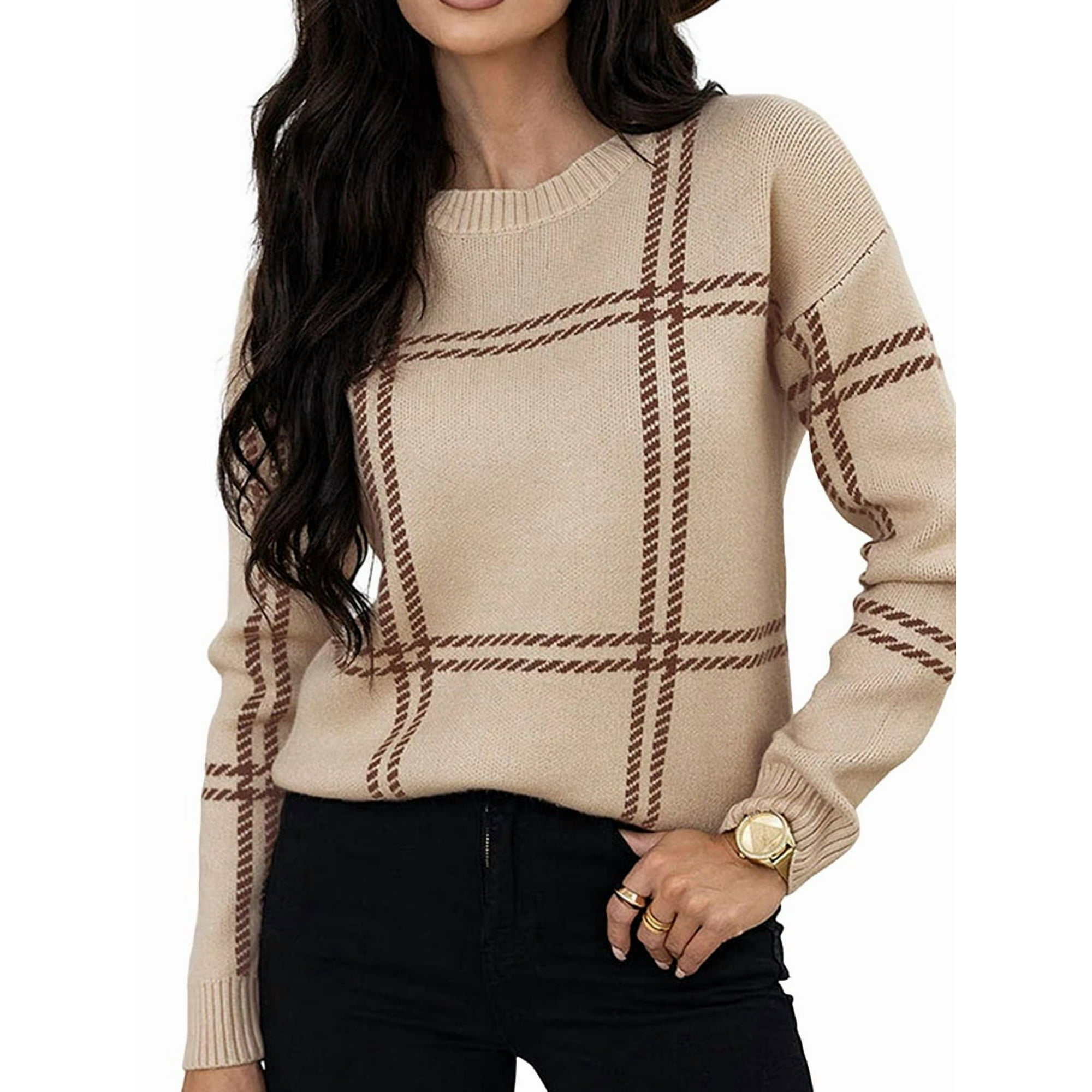 Click here for Unbranded Checkered Knit Sweater For Women Fall Wi... prices