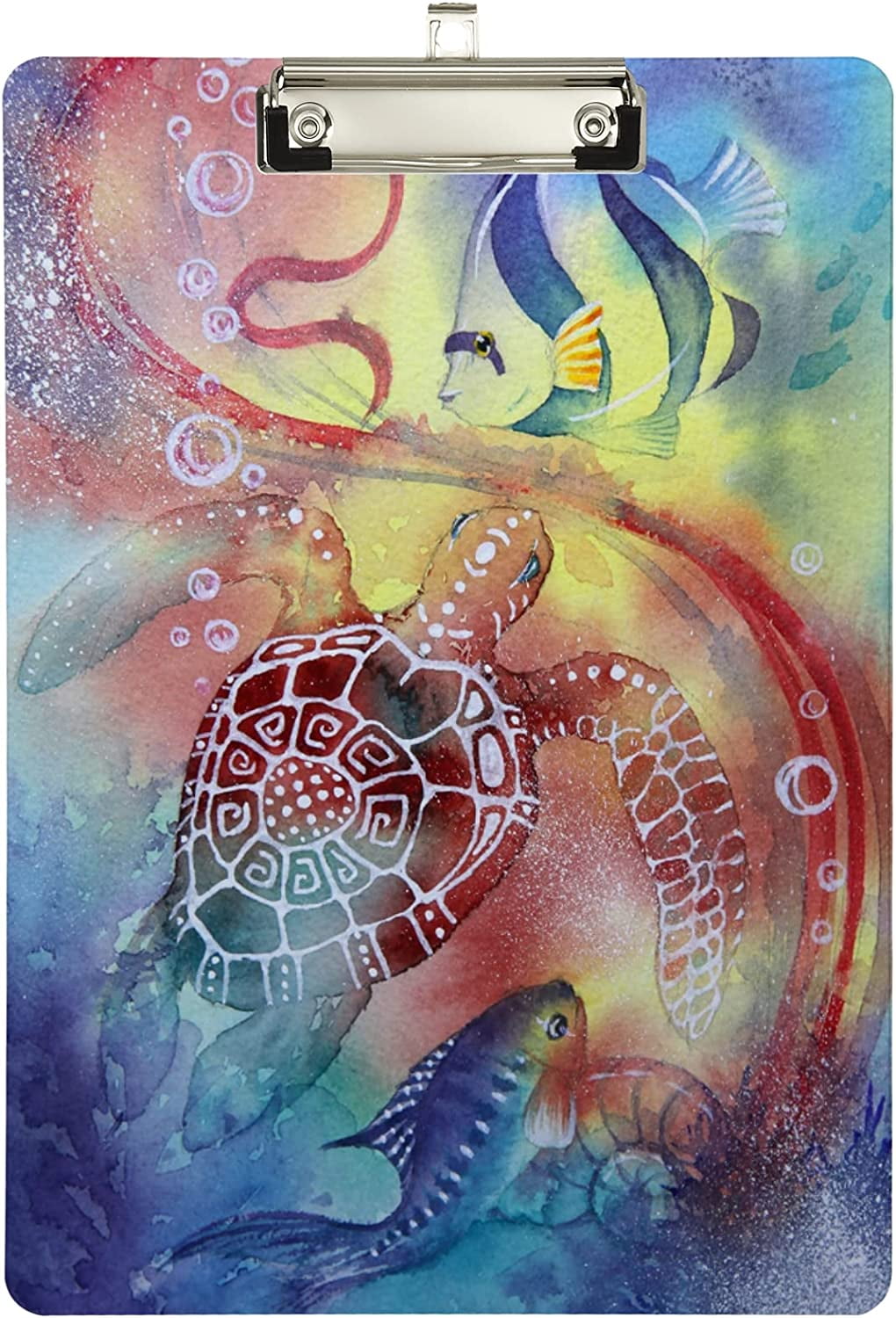 ZHANZZK Underwater World Sea Turtle Fish Clipboard Hardboard Wood ...