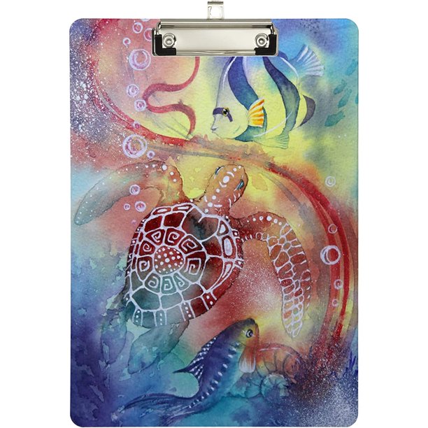 ZHANZZK Underwater World Sea Turtle Fish Clipboard Hardboard Wood ...