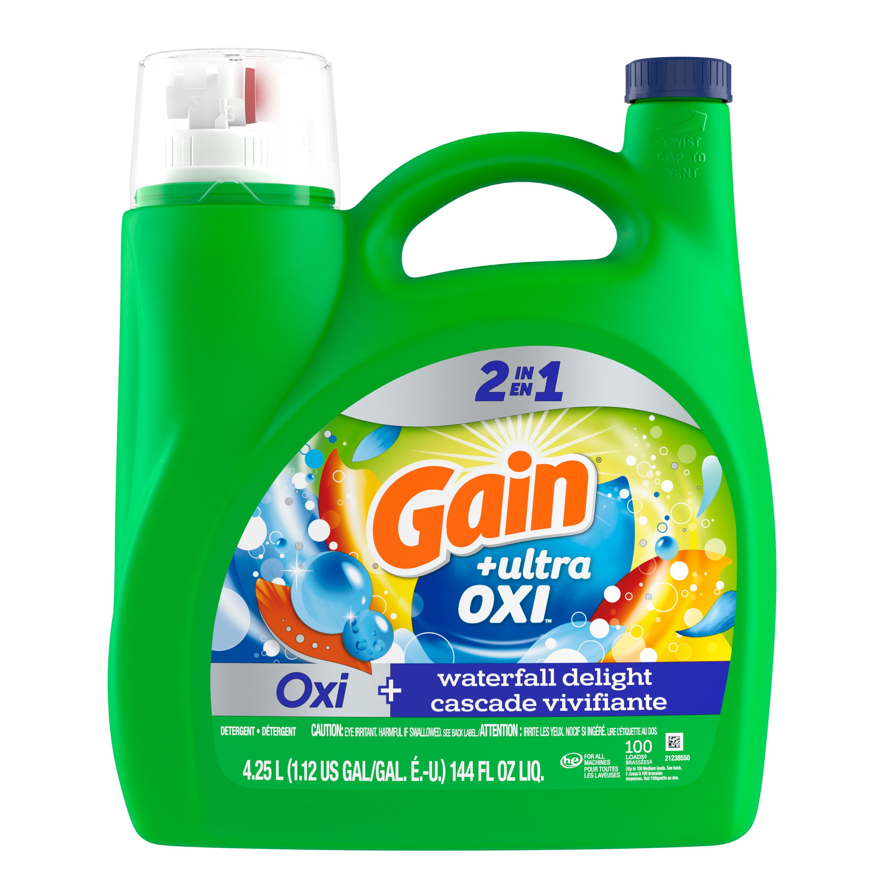 Gain Ultra Oxi Liquid Laundry Detergent, Waterfall Delight Scent ...