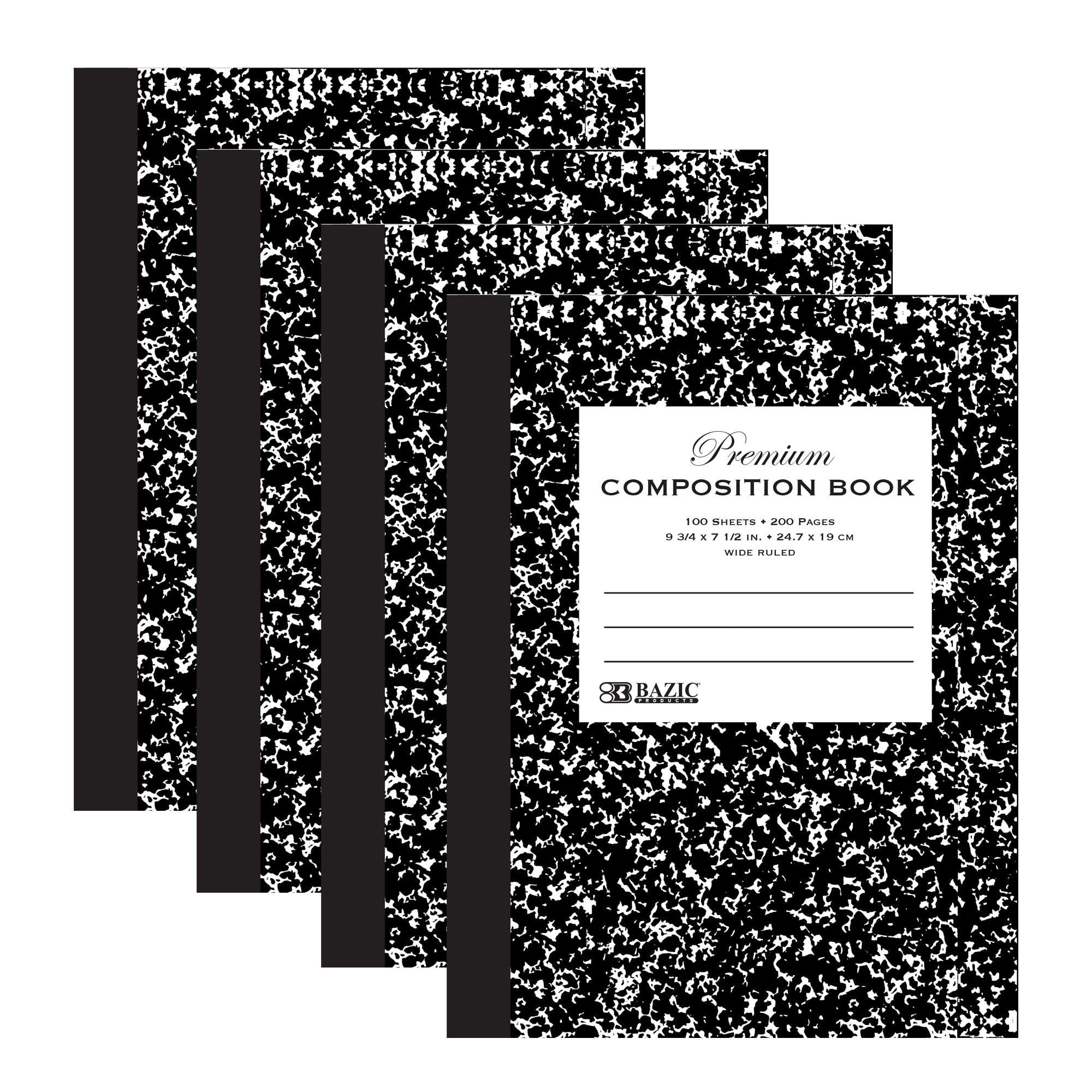 BAZIC Composition Book Wide Ruled 100 Sheet, Premium Black Marble ...
