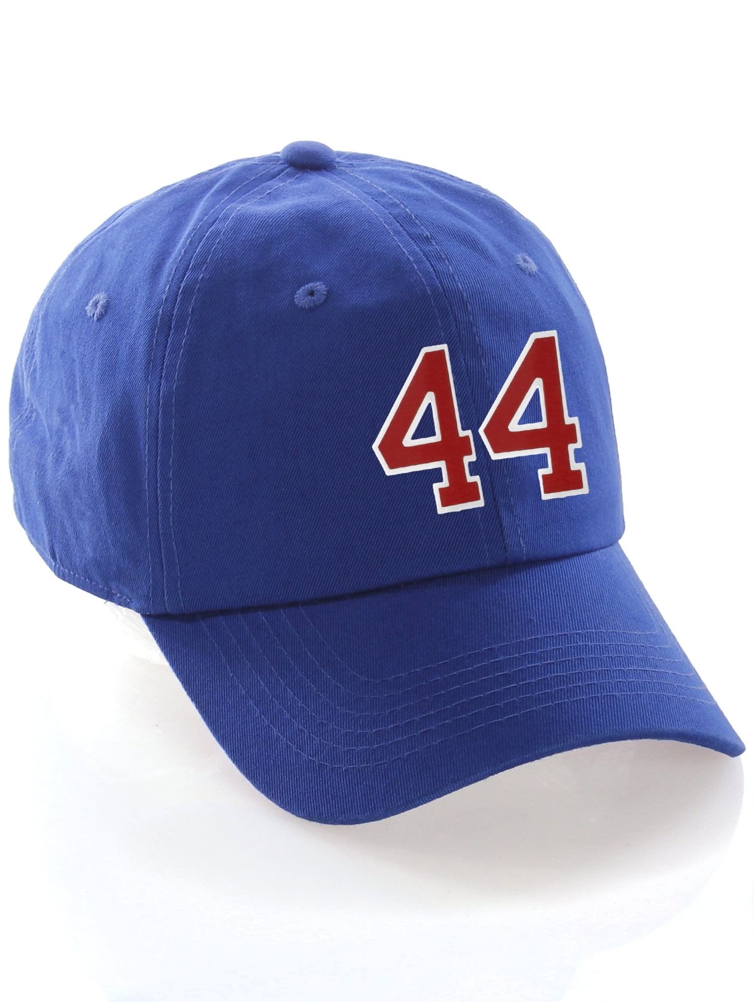 Customized Number Hat 00 to 99 Team Colors Baseball Cap, Blue Hat White ...