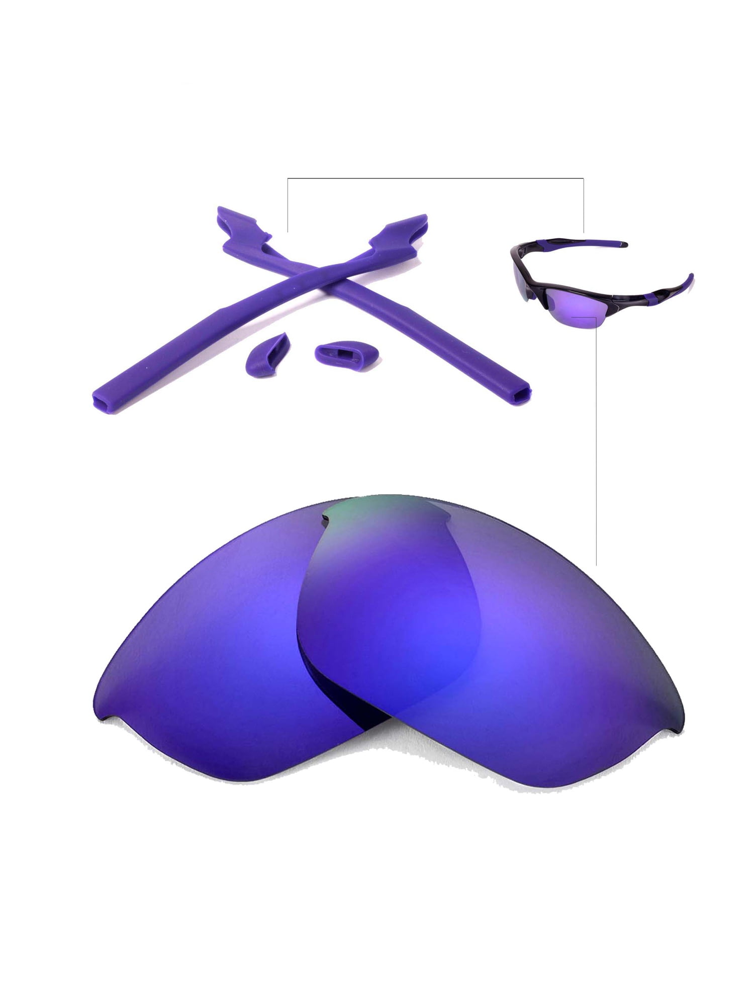Walleva Purple Polarized Lenses And Purple Rubber Kit For Oakley Half