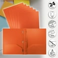 Better Office Heavy Duty Orange Plastic 2 Pocket Folders, 24 Pack with ...