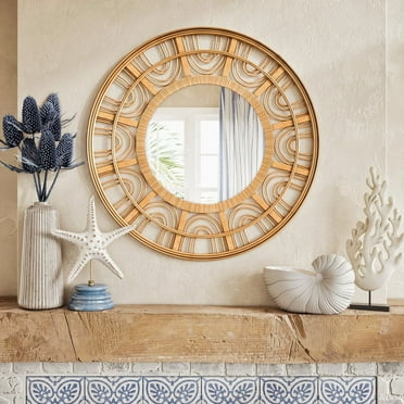 Soleil Tan Bamboo Round Boho Wall Mirror - Walmart.com