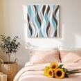 Abstract Stripes Canvas Wall Art for Living Room, Geometric Taupe Blue ...