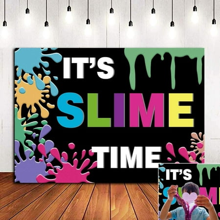 Splatter Black Colorful Photography Backdrop It's Slime Time Photo ...