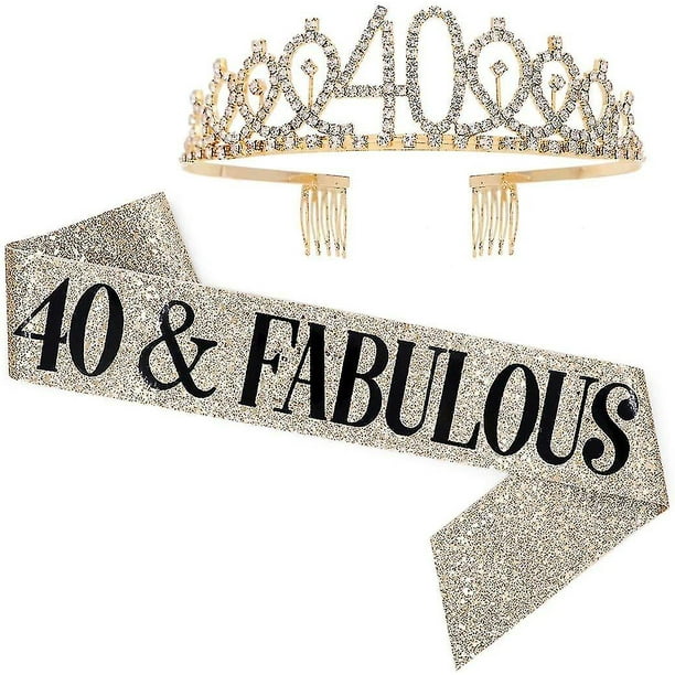 40 And Fabulous Sash & Rhinestone Tiara Set - 40th Birthday Gifts ...