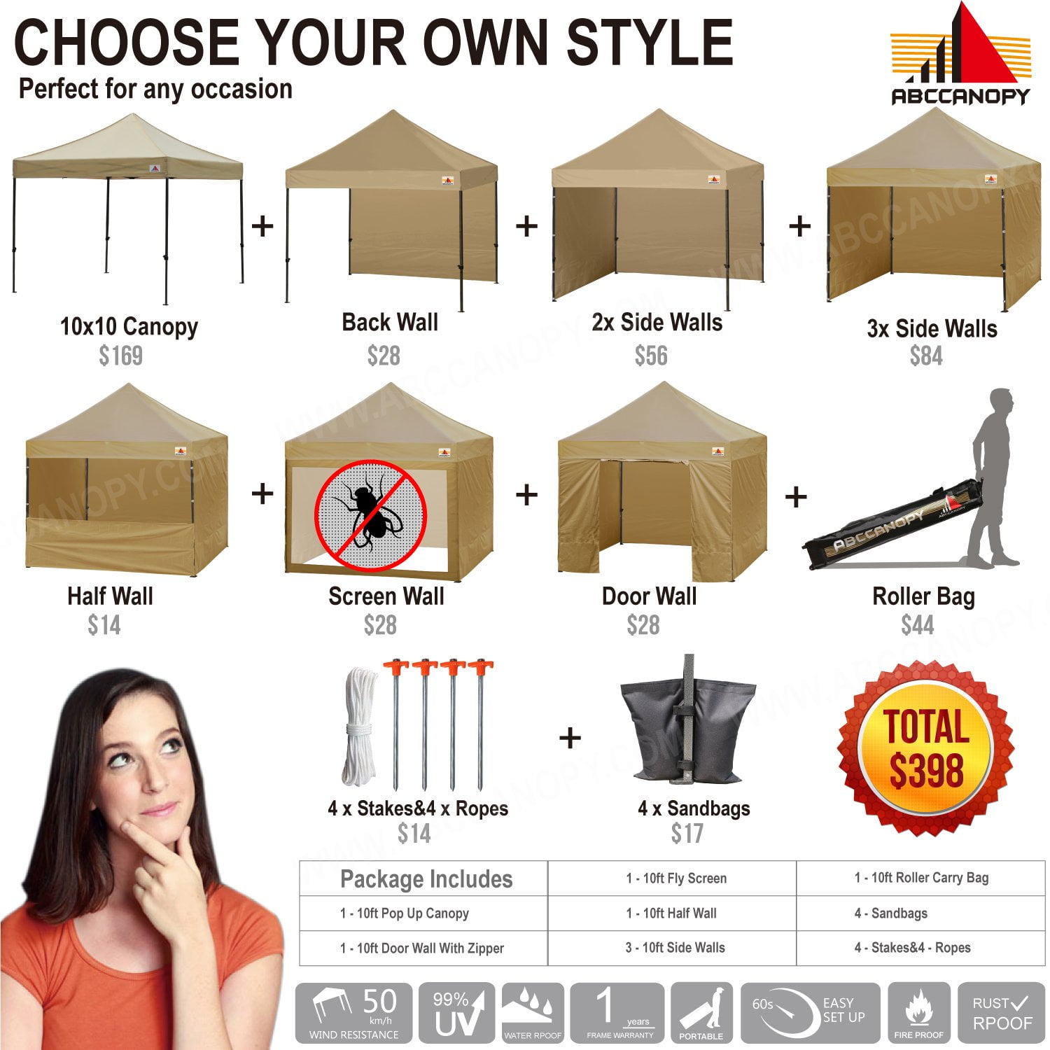 Buy ABCCANOPY Tents Canopy Tent 10 x 10 Pop Up Canopies Commercial ...