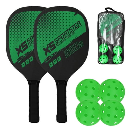 USAPA Approved Pickleball Paddle Set - Wood Rackets with Comfort Grip ...
