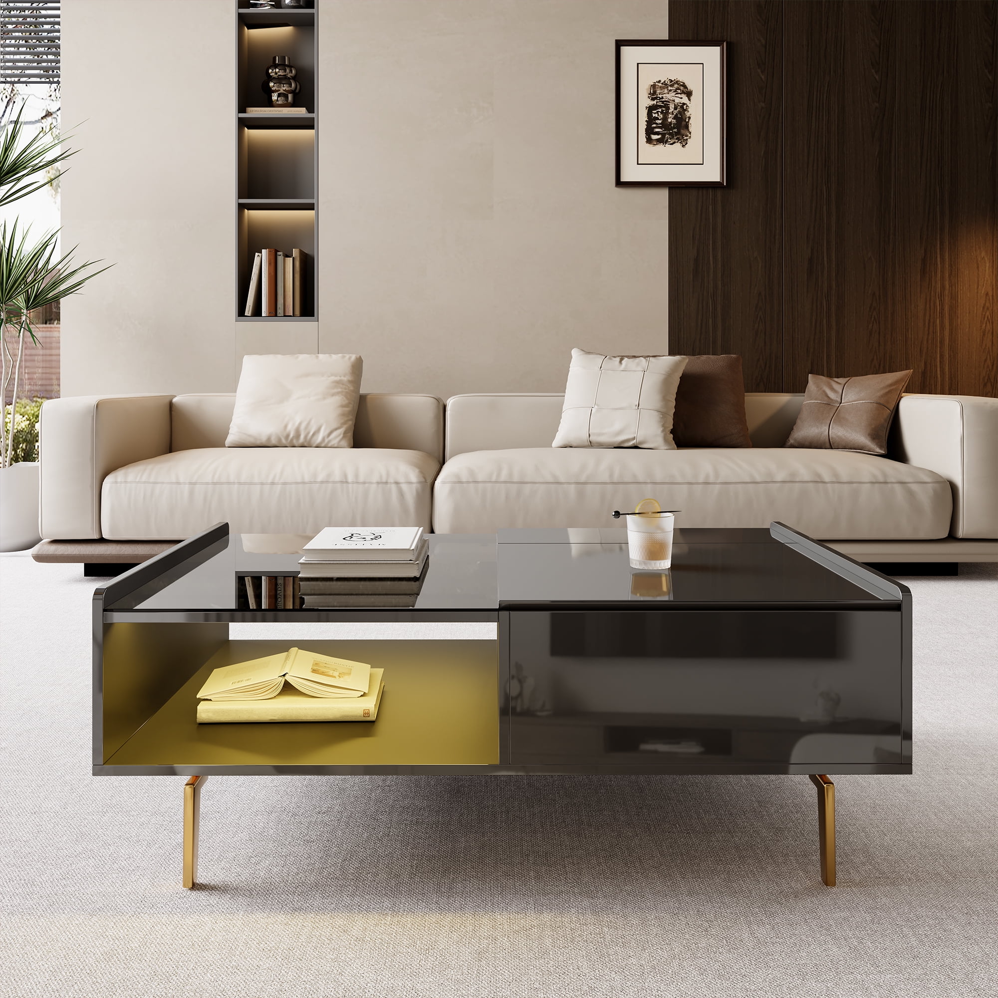 Click here for Modernluxe High Gloss Coffee Table With Storage re... prices