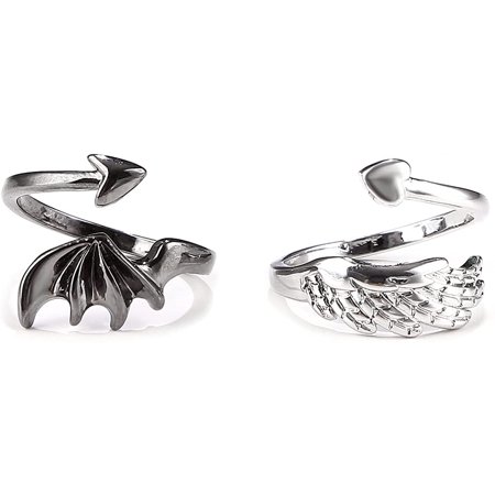 Angel Devil Wings Matching Rings Promise Rings for Couples Friends Open ...