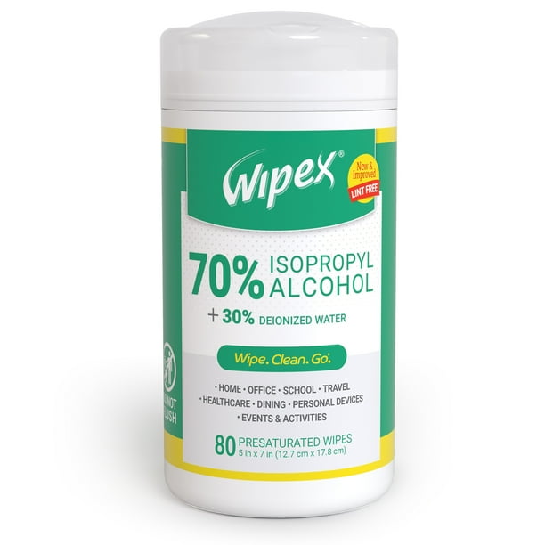 Wipex 70% Isopropyl Alcohol Wipes (IPA) 80ct. Canister, 1pk - Walmart.com