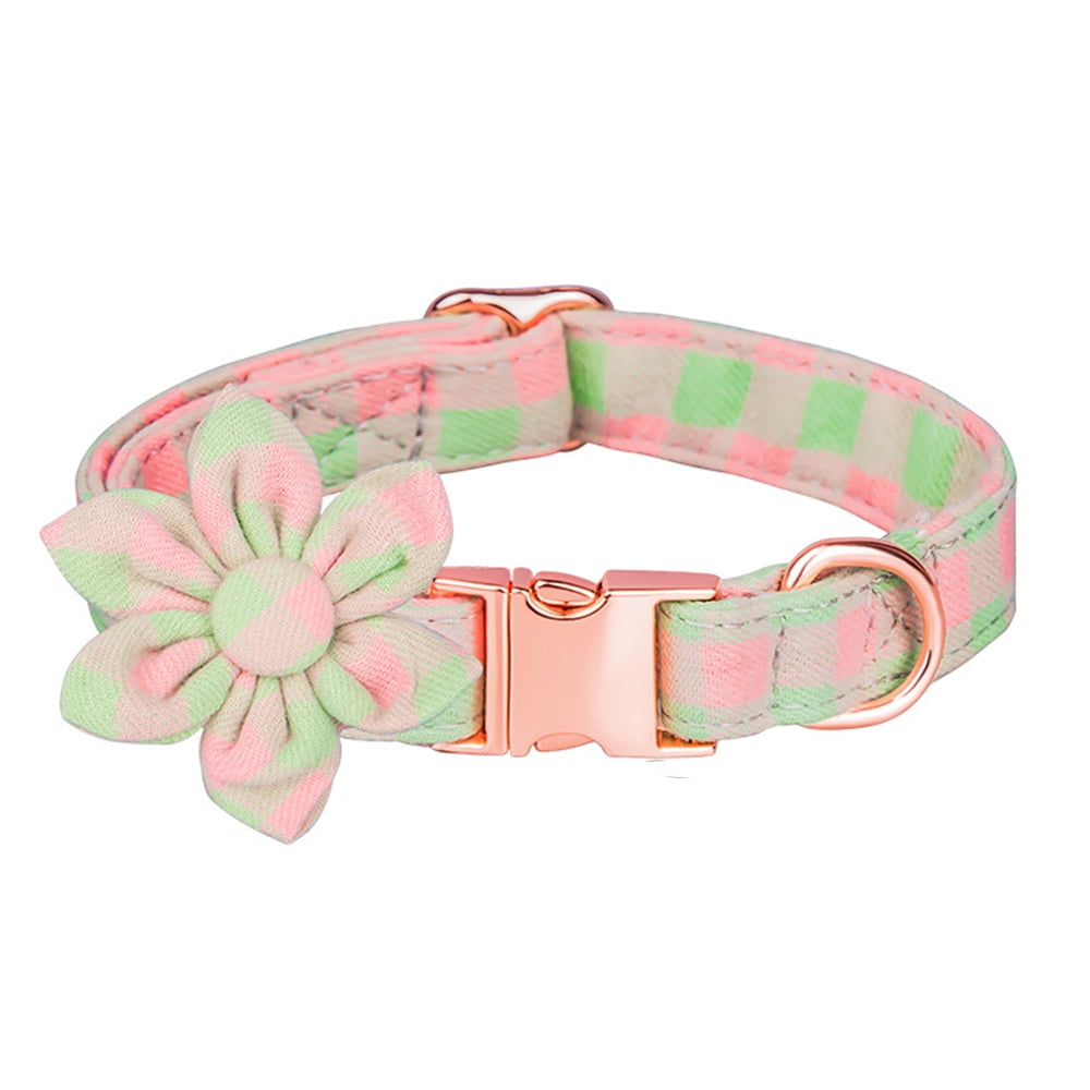 Dog Collar Strap Flower Adjustable Cotton Dog Collar Safety Soft Pet ...