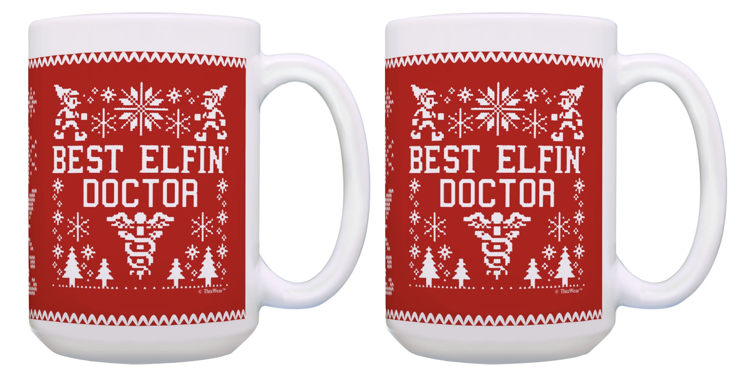 ThisWear Doctors Gifts Best Elfin Doctor Ever Christmas Cup Set 2 Pack ...