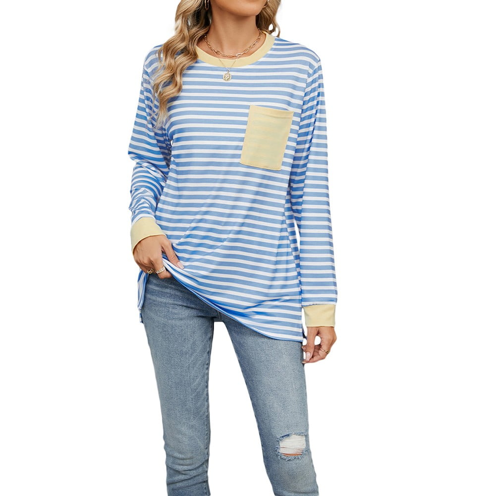 Click here for Luckyn Casual Round-Neck Contrasting Color Split L... prices