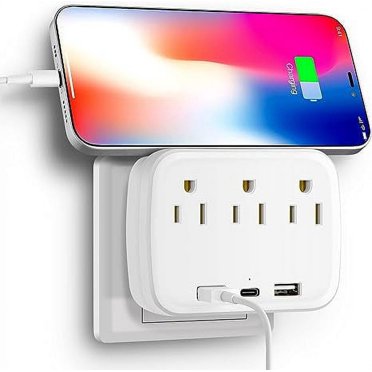 Wall Outlet Extender with Shelf Night, Power Strip Surge Protector with ...