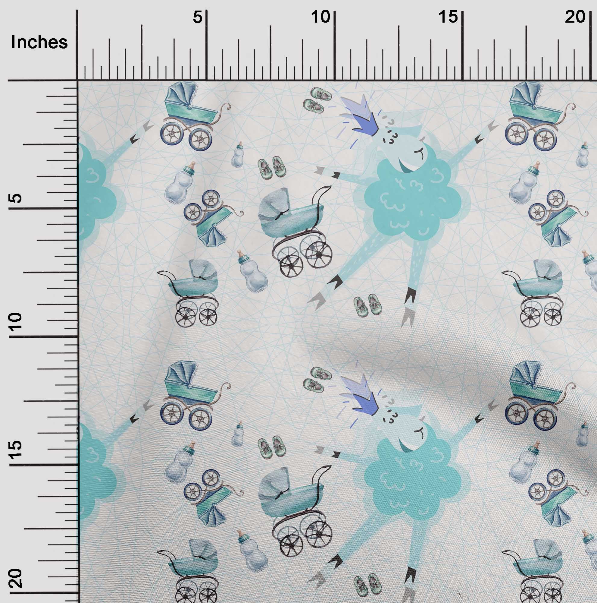 oneOone Silk Tabby Turquoise Blue Fabric Cartoon Sheep|Baby Feeder ...