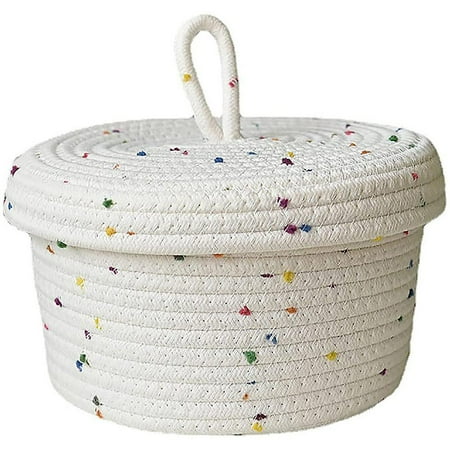 Cotton Rope Storage Woven Basket With Lid For Towels Keys Snack, L ...