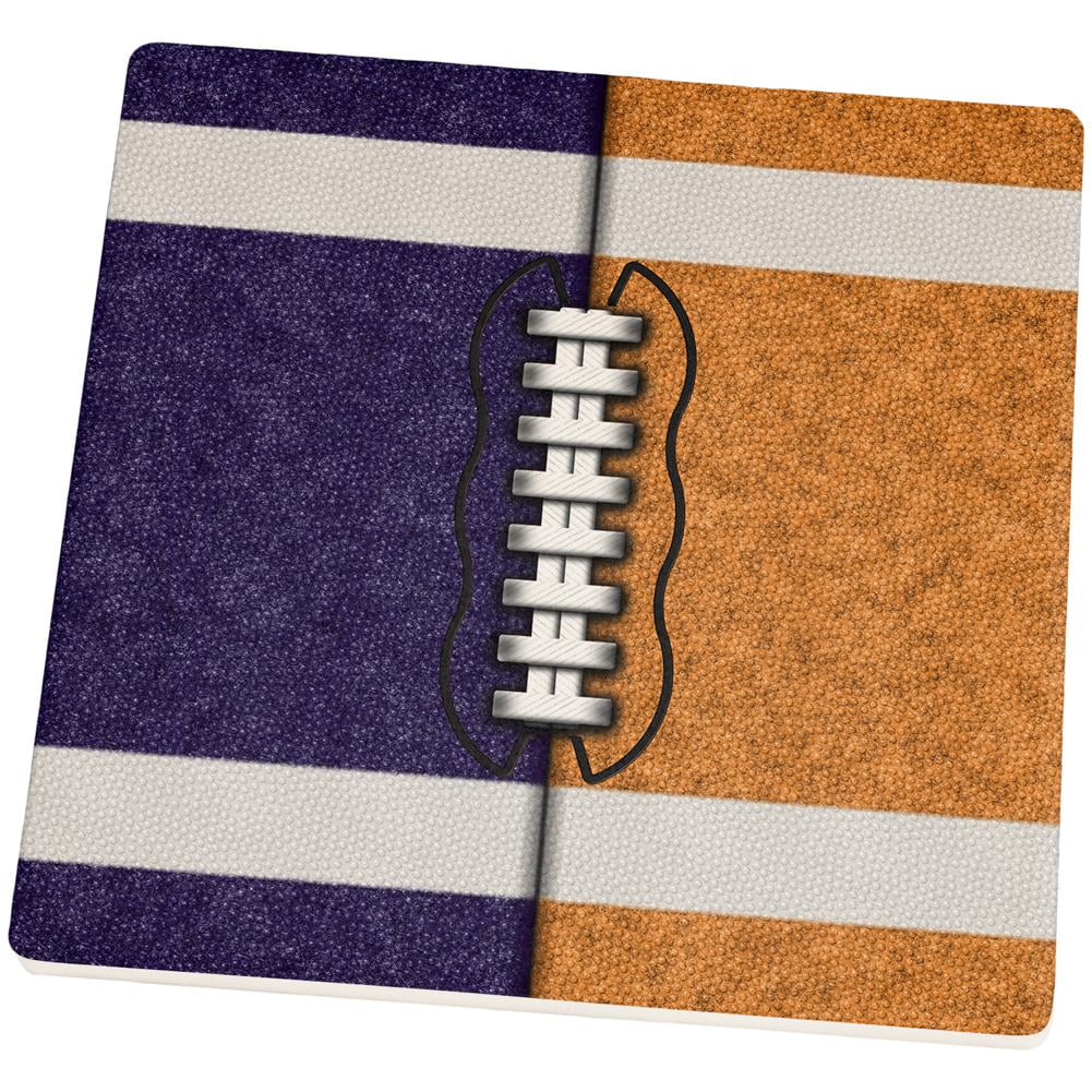 Fantasy Football Team Navy and Orange Set of 4 Square Sandstone ...