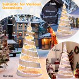 Costway 5FT Pre-lit Christmas Cone Tree with 300 Warm White & 250 Cold ...