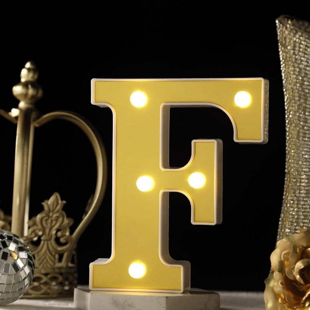 Efavormart 6" 3D Gold Marquee Letters 5 LED Light Up Letters Warm White ...