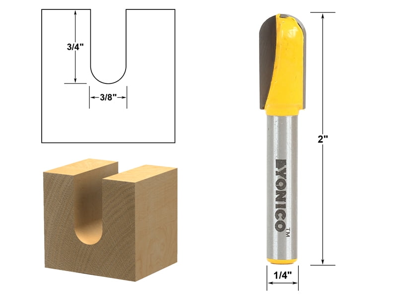 Core Box Router Bit - 3/8"W X 3/4"H - 1/4" Shank- Yonico 14165q ...