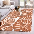 Burnt Orange Palm Leaves Washable Area Rugs 4'x6', Tropical Botanical ...