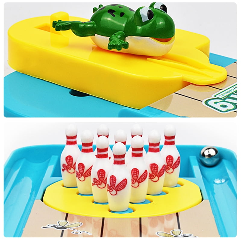Buy Desktop Mini Bowling Table Pinball Game Frog Bowling Toy Set Gift ...