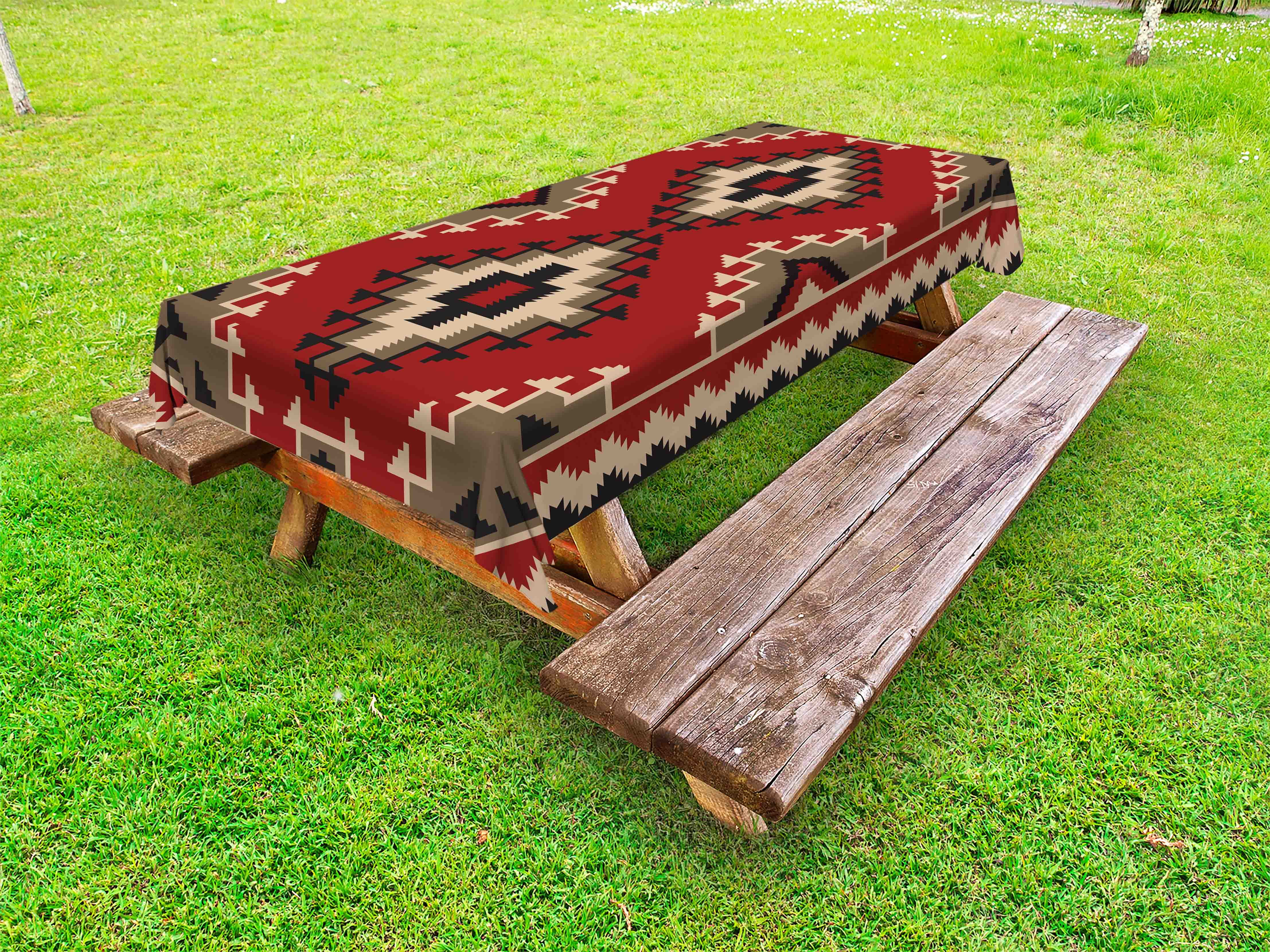 Afghan Outdoor Tablecloth, Middle Eastern Folklore Pixel Art Triangles ...