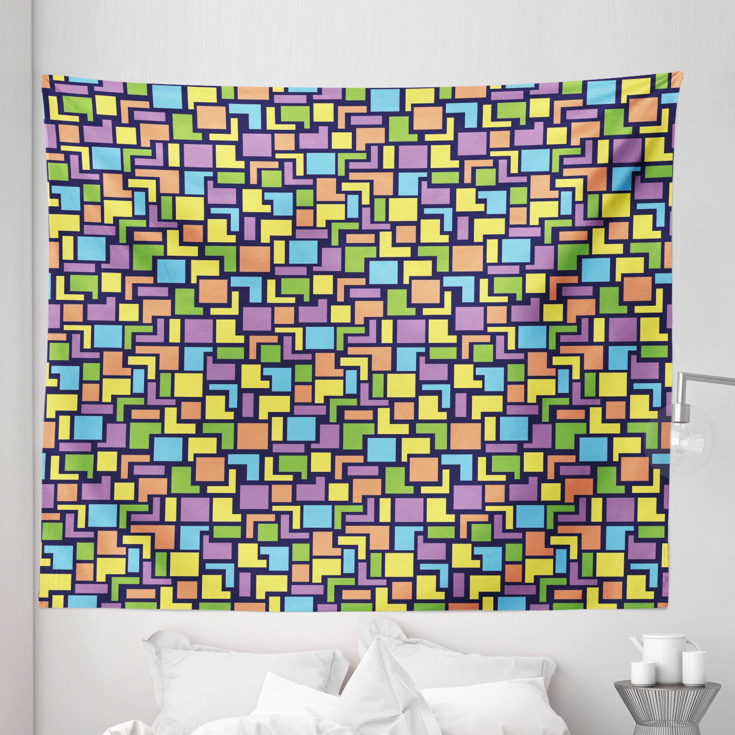Geometric Tapestry, Colorful Composition with Angled Stripes and ...