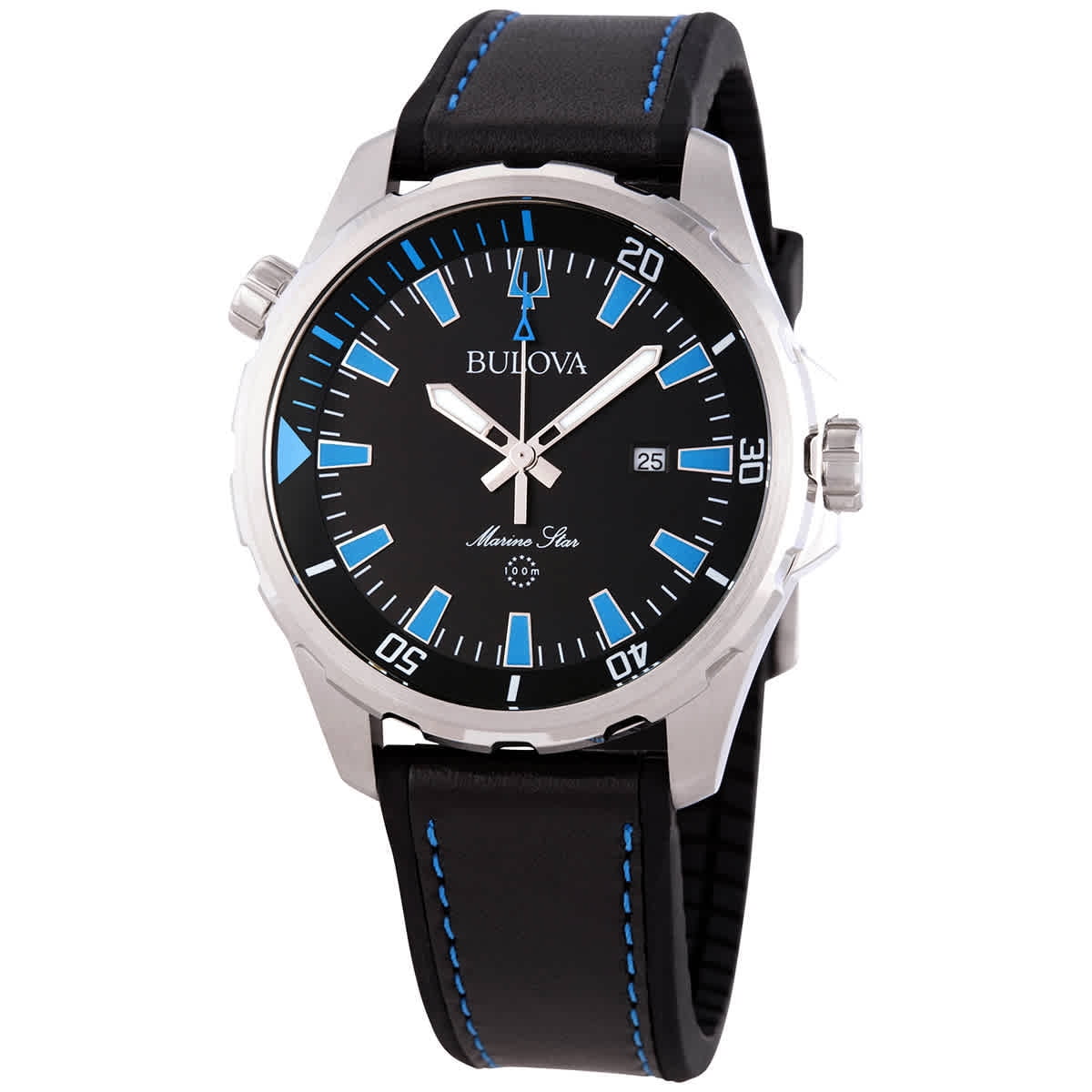 Bulova Marine Star Quartz Black Dial Men's Watch 96B337 - Walmart.com