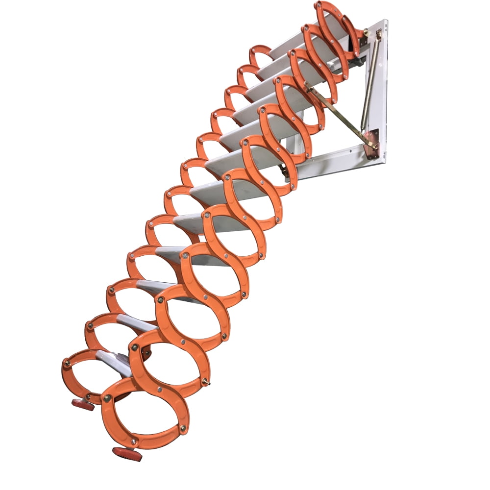 INTSUPERMAI Folding Loft Ladder Stairs Wall Mounted Alloy Orange ...