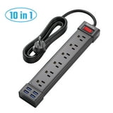 Superdanny Surge Protector Power Strip, 6 AC Outlets Extender, 4 USB ...