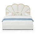 King Size Platform Bed Frame, Sherpa Fabric Upholstered Bed with ...