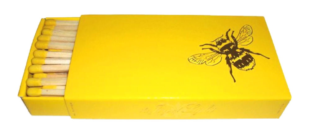 Joy of Light Designer Matches Bee On Yellow Embossed 4" Collectable ...