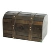 Wooden Leather Round Top Treasure Chest, Decorative storage Trunk with ...