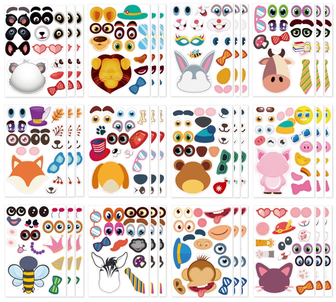 36 Sheets Animal Stickers, Make Your Own Safari Animals Sticker for ...