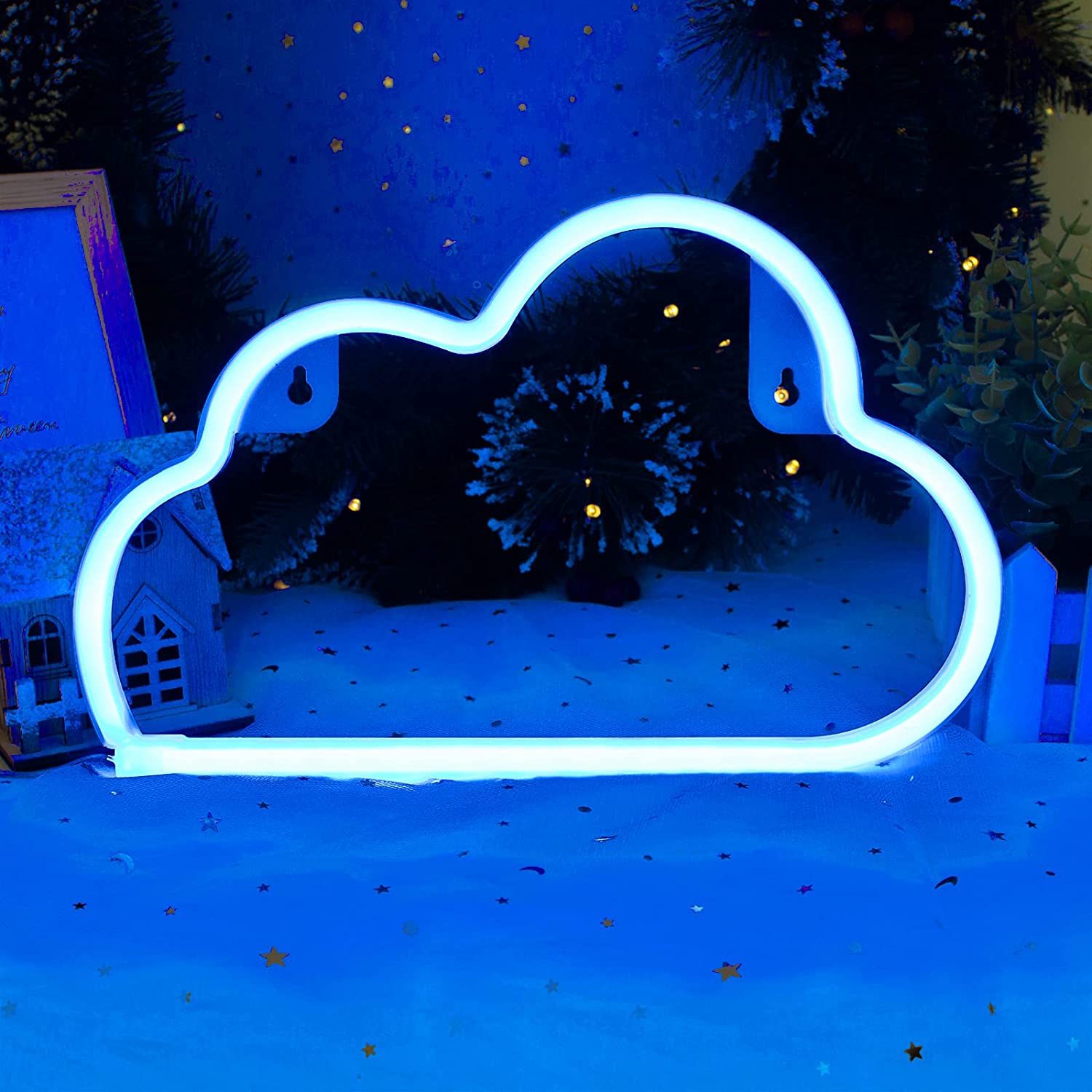 2 Packs Neon Sign LED Cloud Decor, Novelty Lighting LED Neon Lights ...