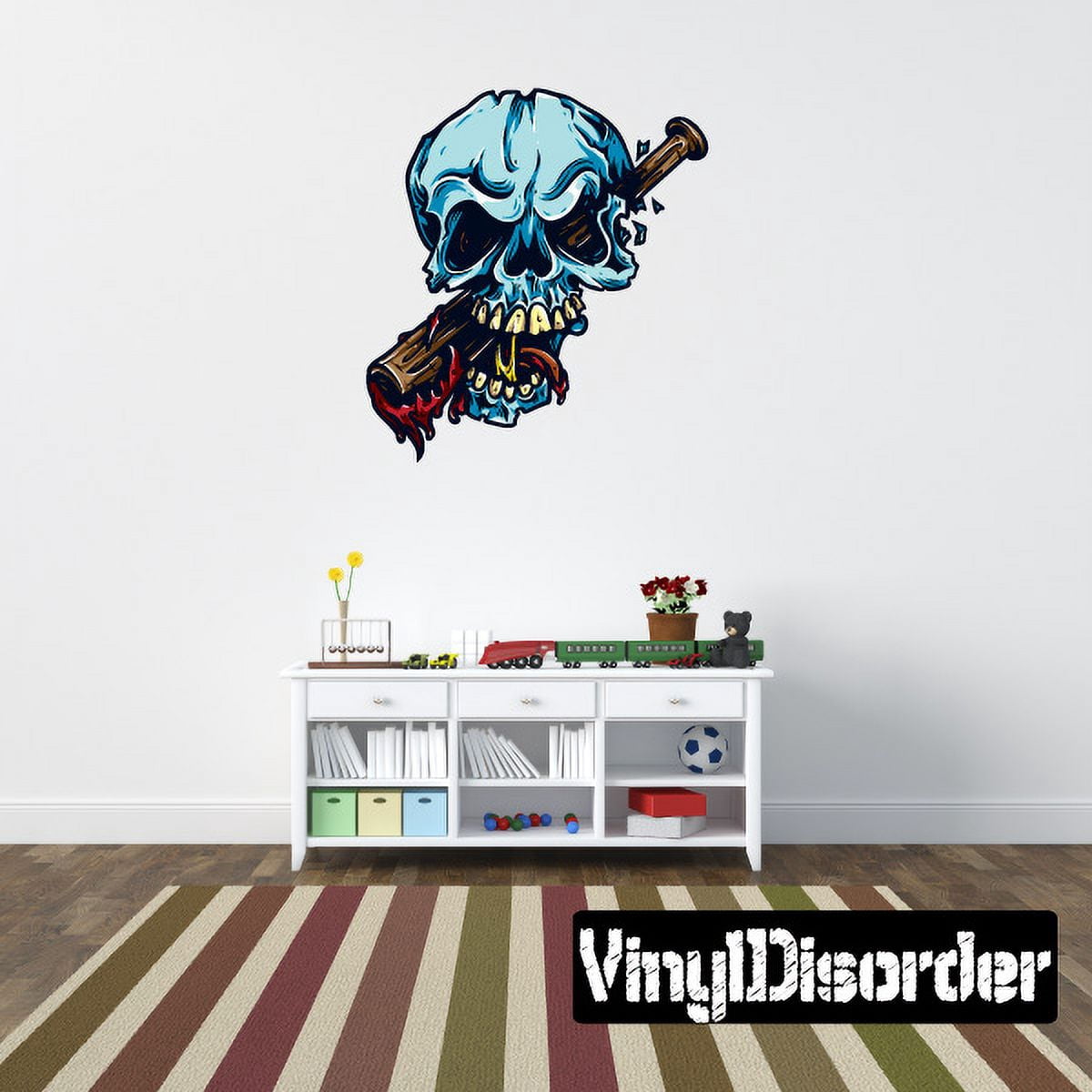 Baseball Bat Skull Wall Decal - Vinyl Car Sticker - Uscolor009 - 25 ...