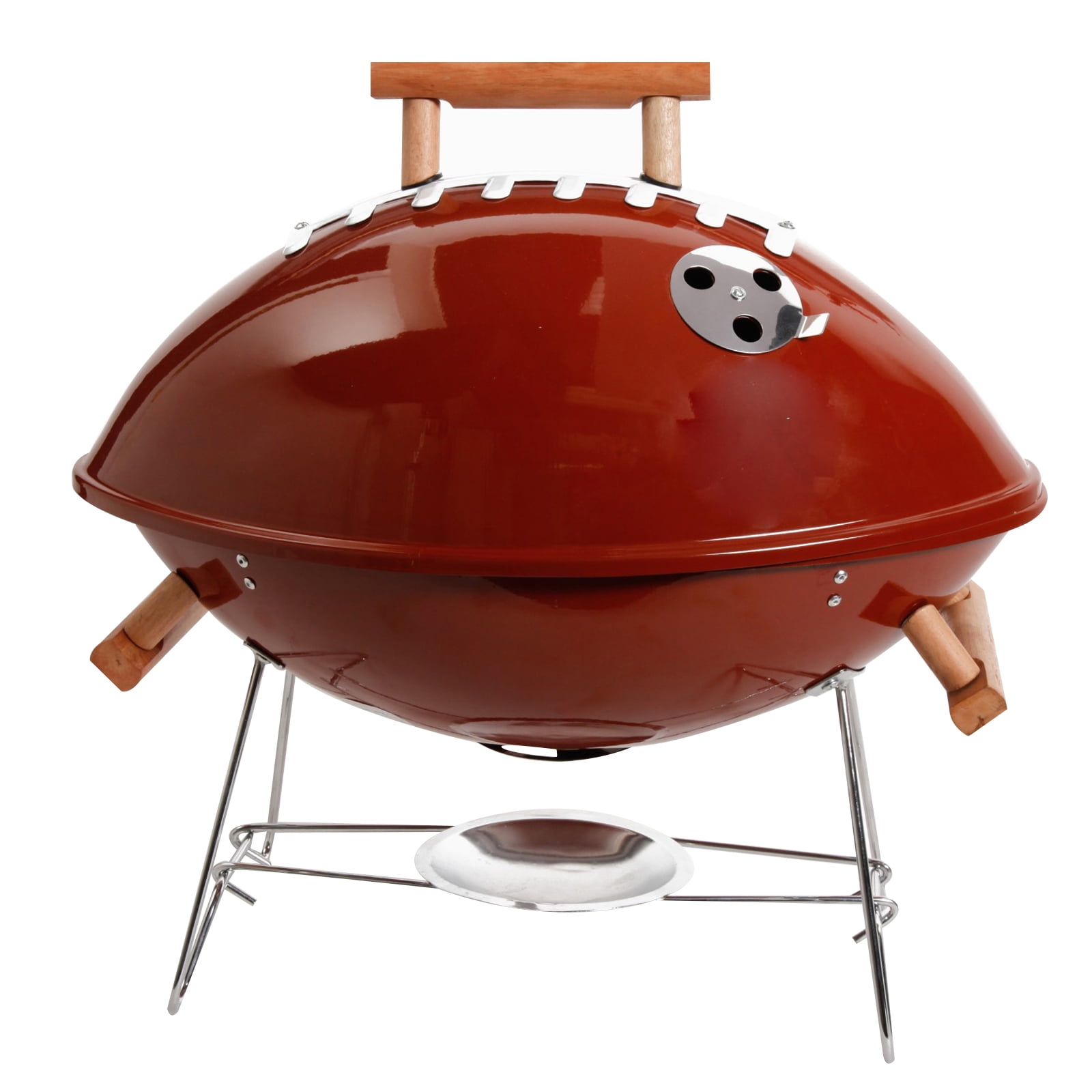 Football BBQ 18" Grill - Brown - Powder Coating - Wood Handle - Steel ...