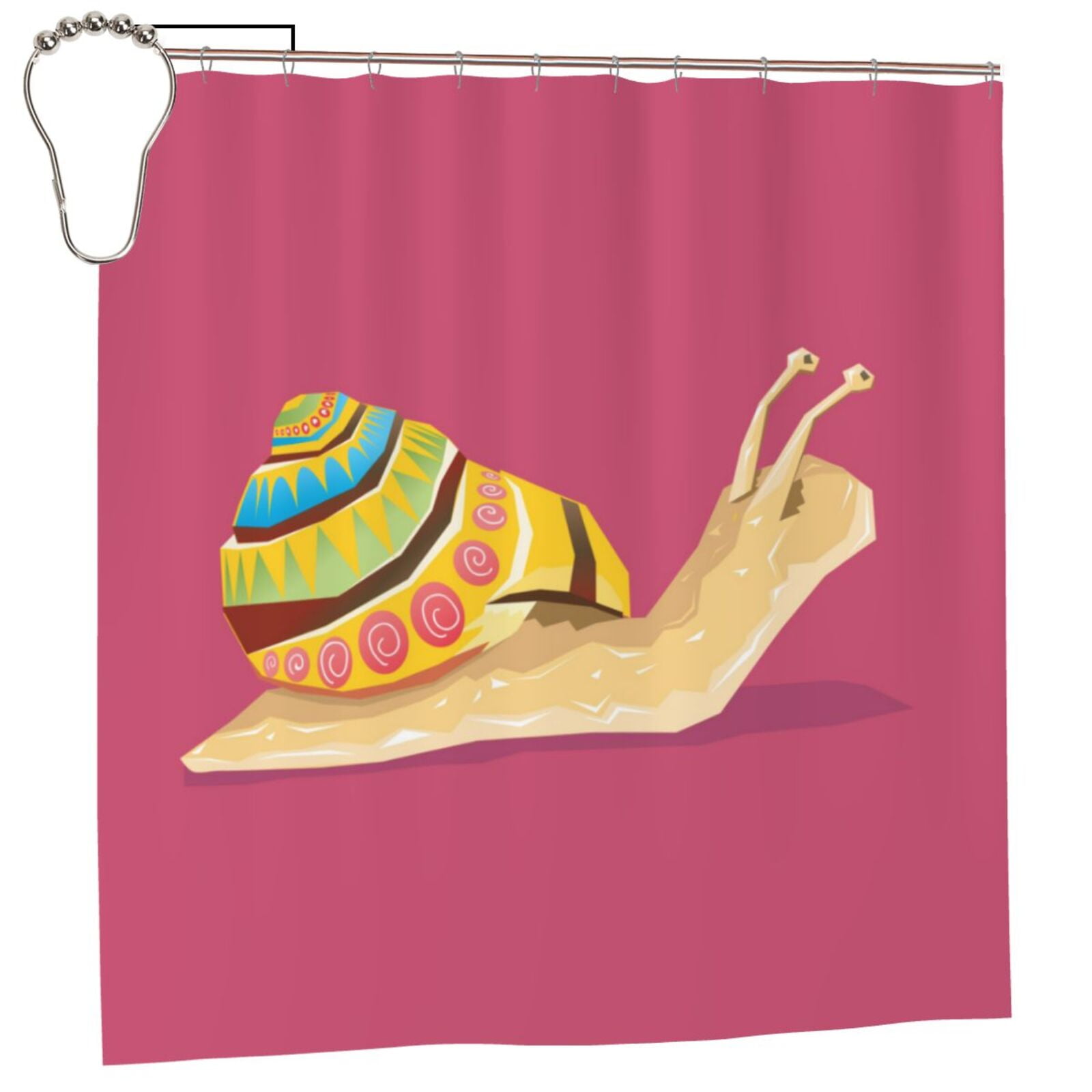 Polyester Fiber Shower Curtain, Watercolor Snail Pattern Shower Curtain ...