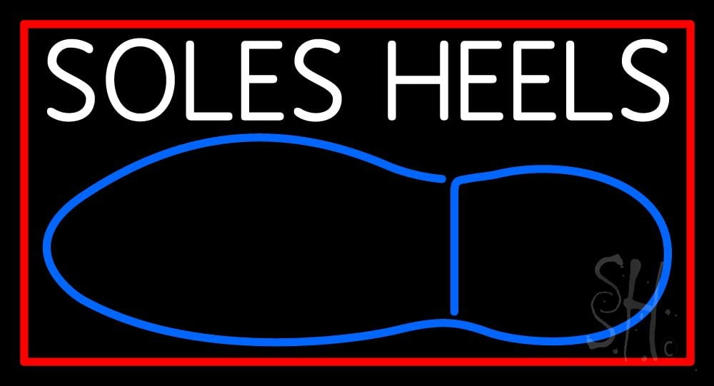 White Soles Heels LED Neon Sign 20 x 37 - inches, Black Square Cut ...