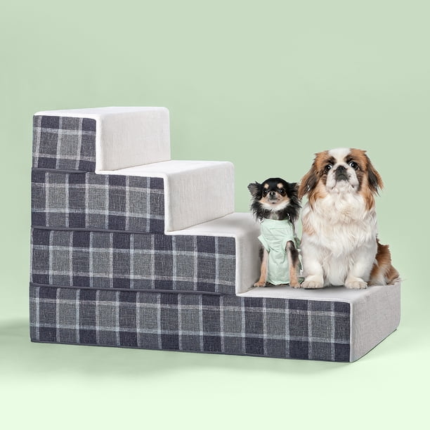 Zinus Foam 24” 4-Step Pet Stairs, X-Large, Grey Plaid - Walmart.com