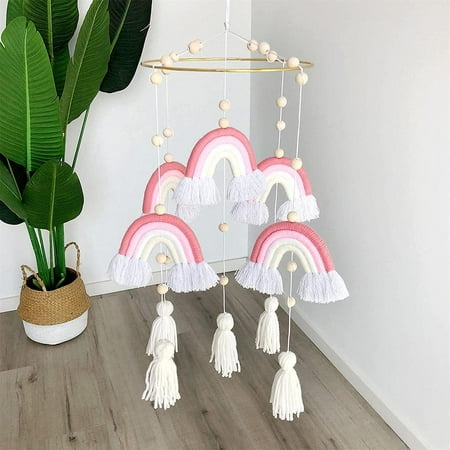 Mobile Baby Cot Mobile Wind Chime Rattle Toy Macrame Rainbow Newborn ...