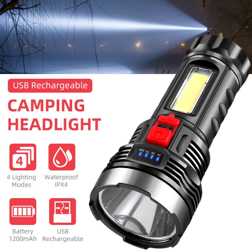 Super Bright Torch,LED Flashlight USB,Waterproof 4 Modes Rechargeable ...