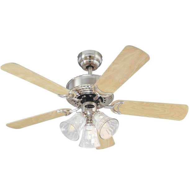42 in. Ceiling Fan with Dimmable LED Light Fixture Brushed Nickel ...