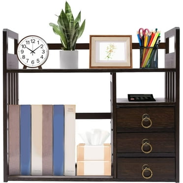 Miumaeov Bamboo Desktop Bookshelf Office Bookcase Tabletop Books ...